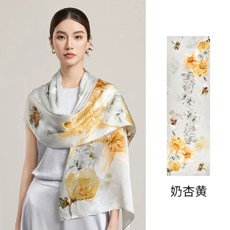 Chinese-Style High-End Light Luxury 100% Mulberry Silk Scarf Shawl for ...