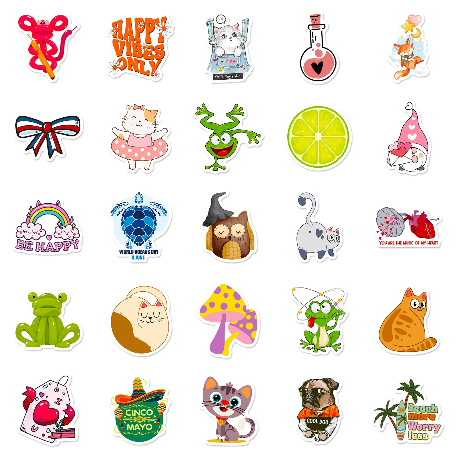 50 Pack Cute Cartoon Mix and Match Stickers, Personalized, Waterproof ...