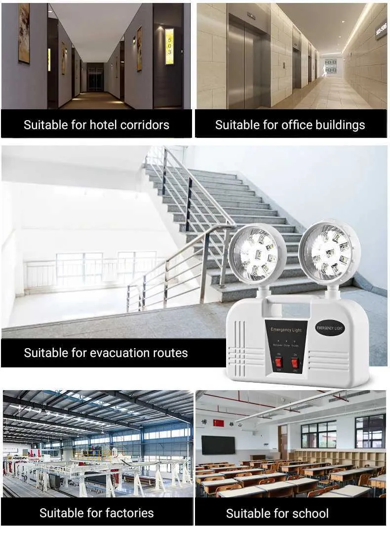 Double Headed LED Emergency Light Charging Lamp IP30 Fire Exit ...