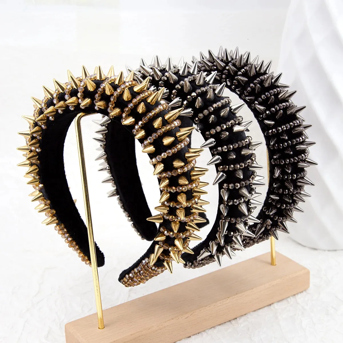 Fashionable Cool Sponge Headband with Spike Rivets, Studded Party Punk ...