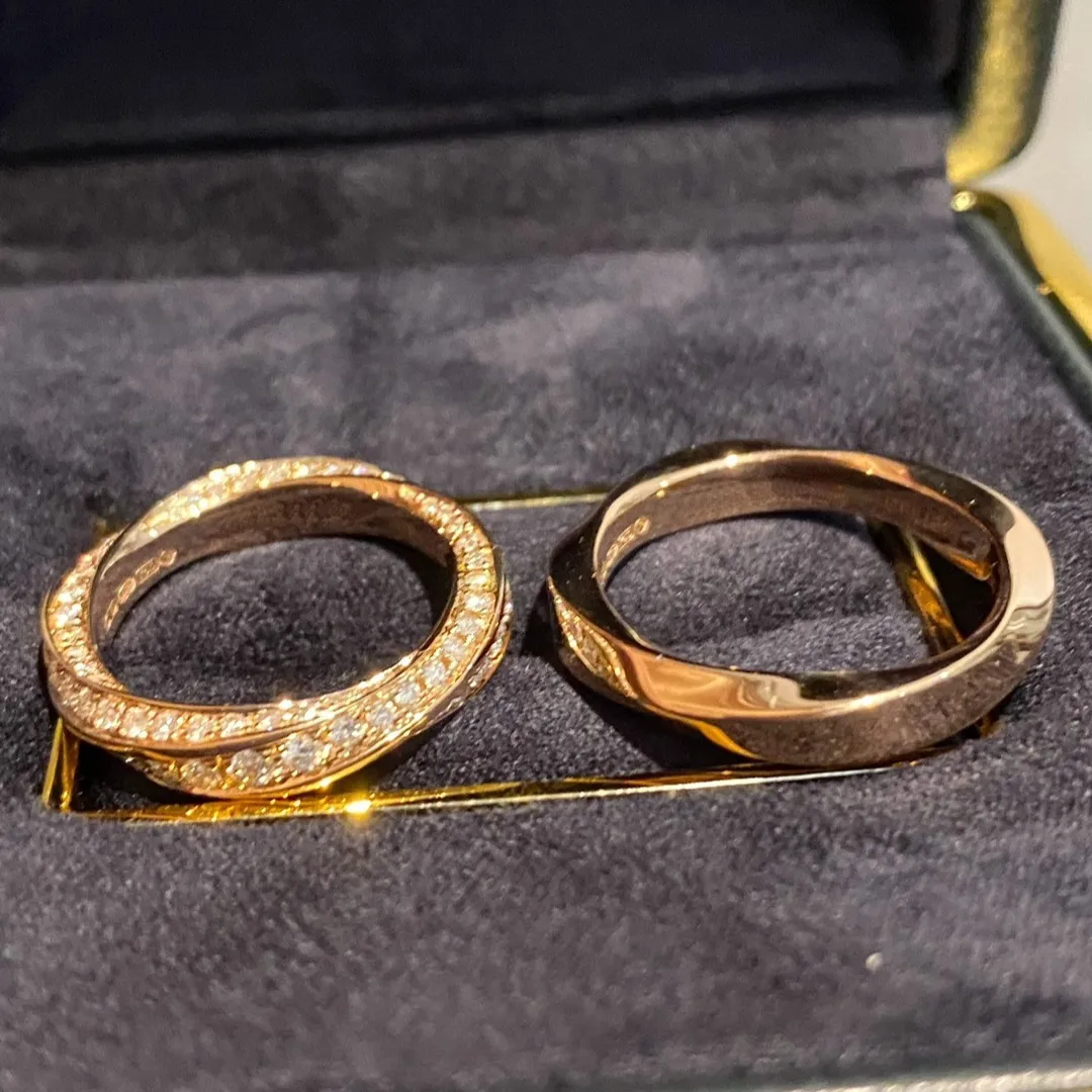 Mobius Strip Couple Diamond Rings, Designer 18K Gold Plated Stainless ...
