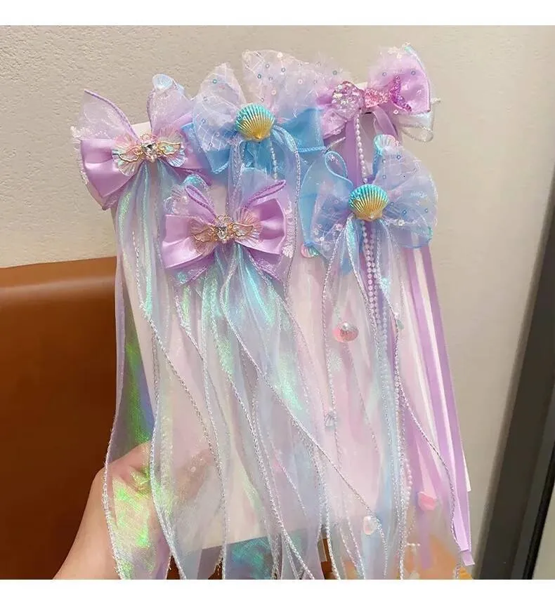 Children's Girl Mermaid Princess Gauze Hair Accessories, Baby Hairpin ...