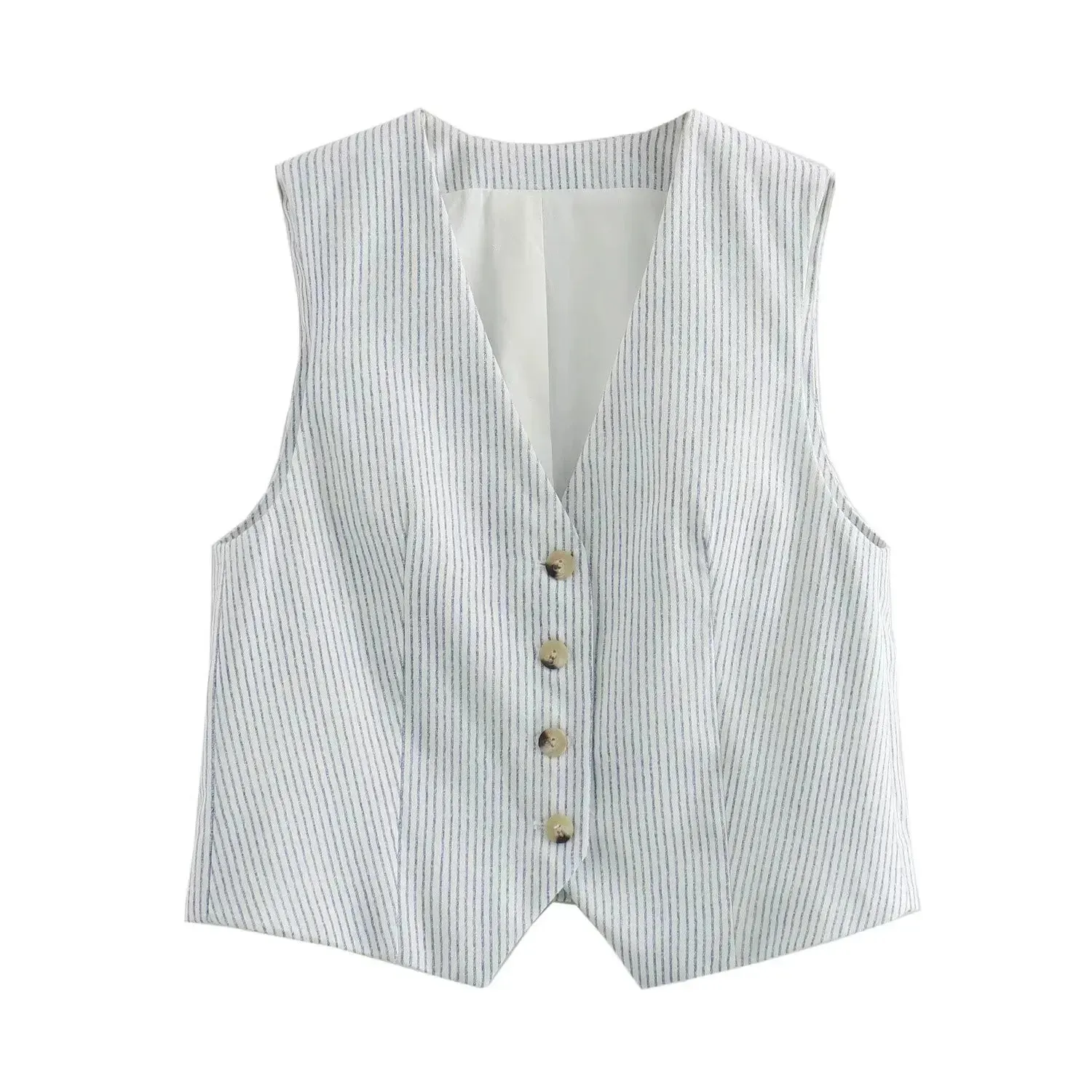 TRAFSHE Women Summer Striped Acetate Waistcoat Vest with Hooded V-Neck ...