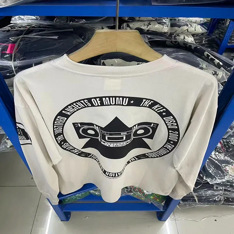 New Blue and White Washed Print Long Sleeve Cotton T-Shirt for Men and ...