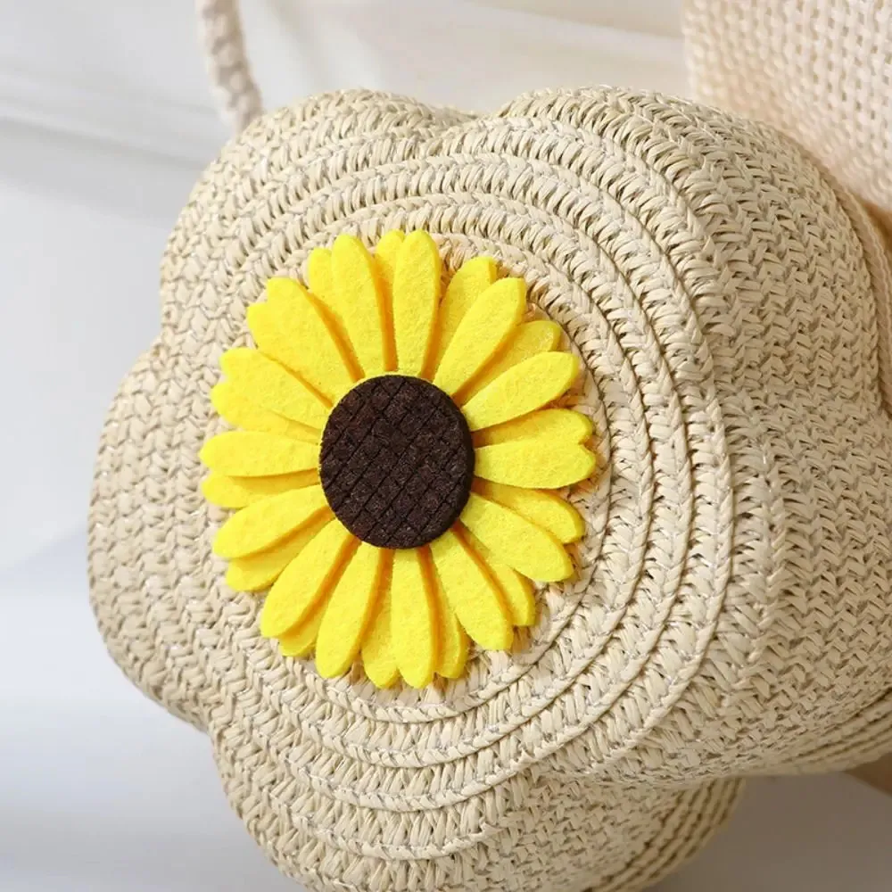 Handmade Kids Girls Shoulder Bag Flower Straw Baby Messenger Bag ...