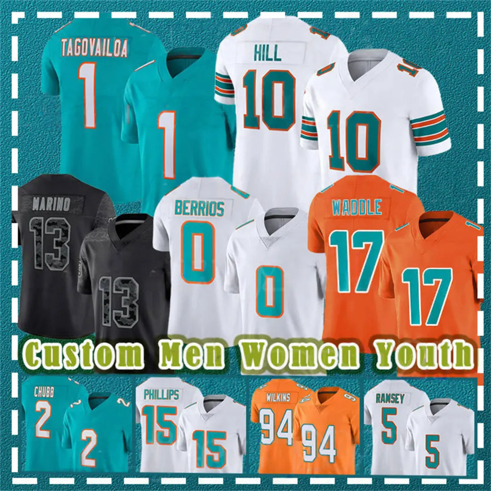 Custom Dolphin Dhgate Football Shirts Featuring Jaylen Waddle, Tua ...