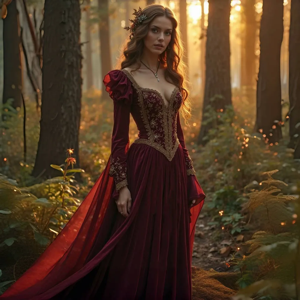 Vintage Victorian Burgundy Vampire Prom Dress With Long Sleeves And ...