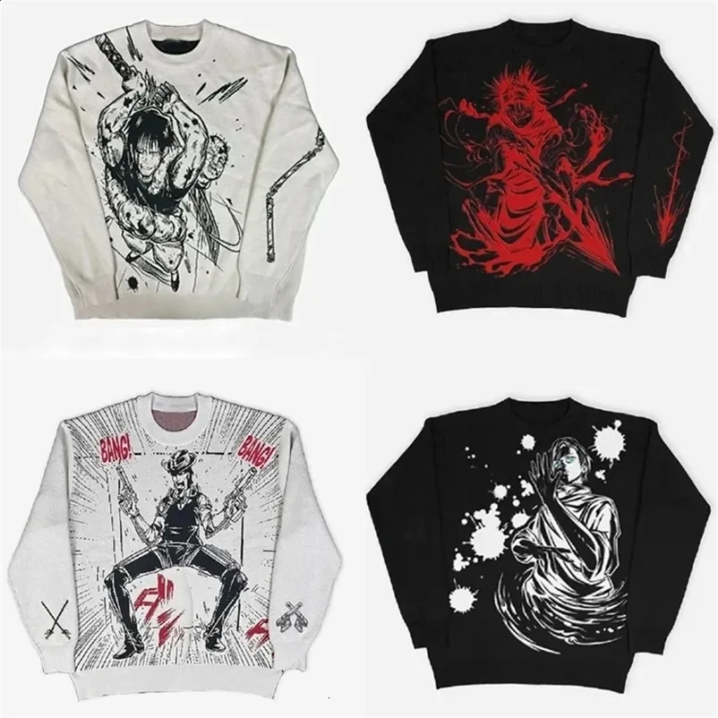 Anime Knitted Sweater: Winter Casual Loose Cotton Pullover for Men and ...