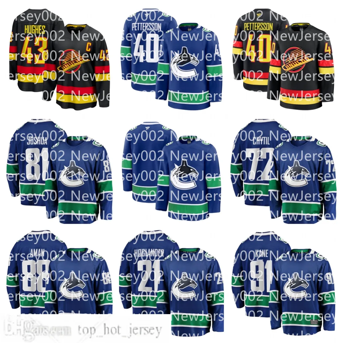 Canucks Custom Hockey Jersey Quinn Hughes, Elias Pettersson, Brock ...