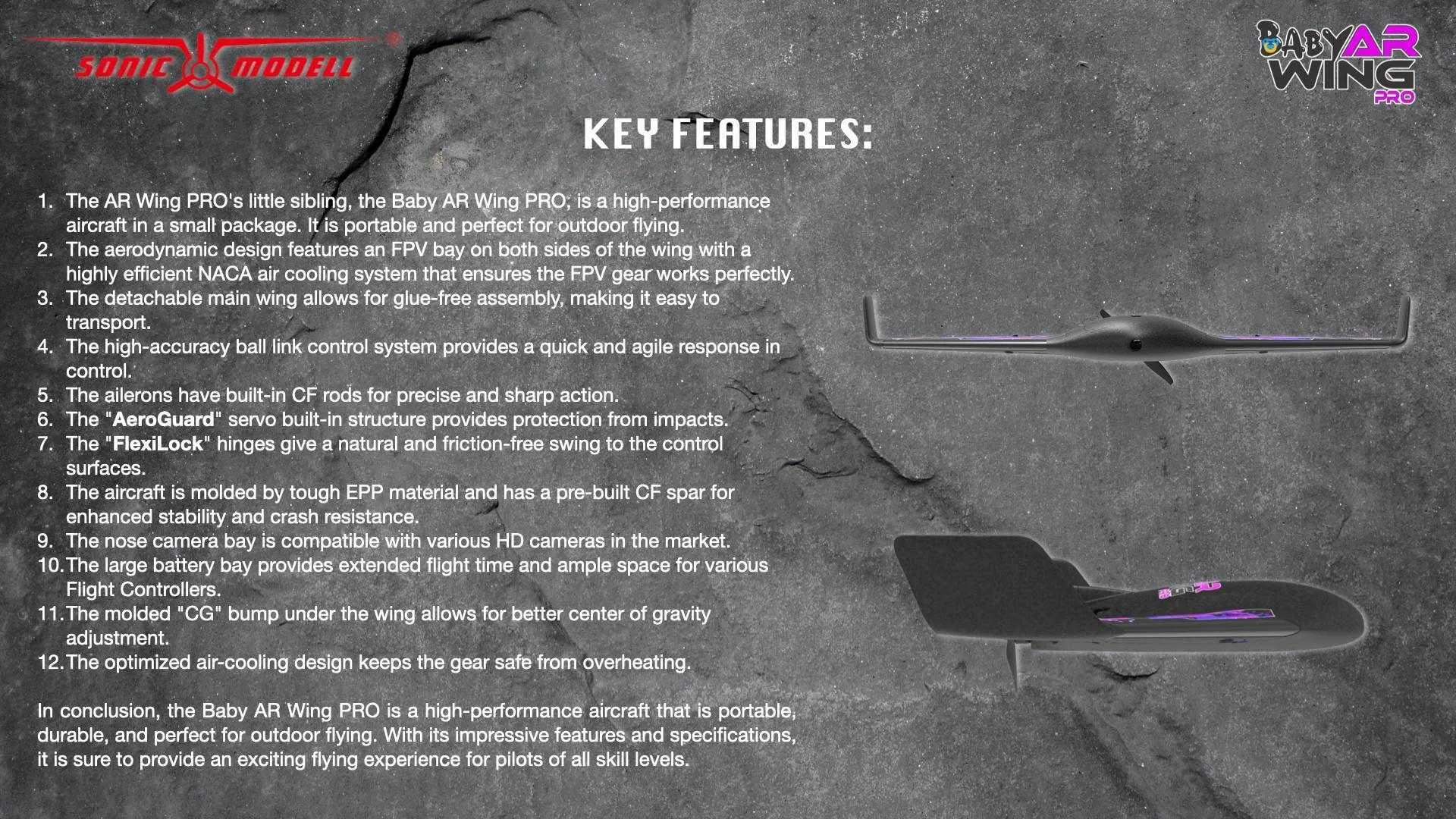 Baby AR Wing Pro 682mm Wingspan EPP FPV Flying Wing RC Airplane KITPNP ...