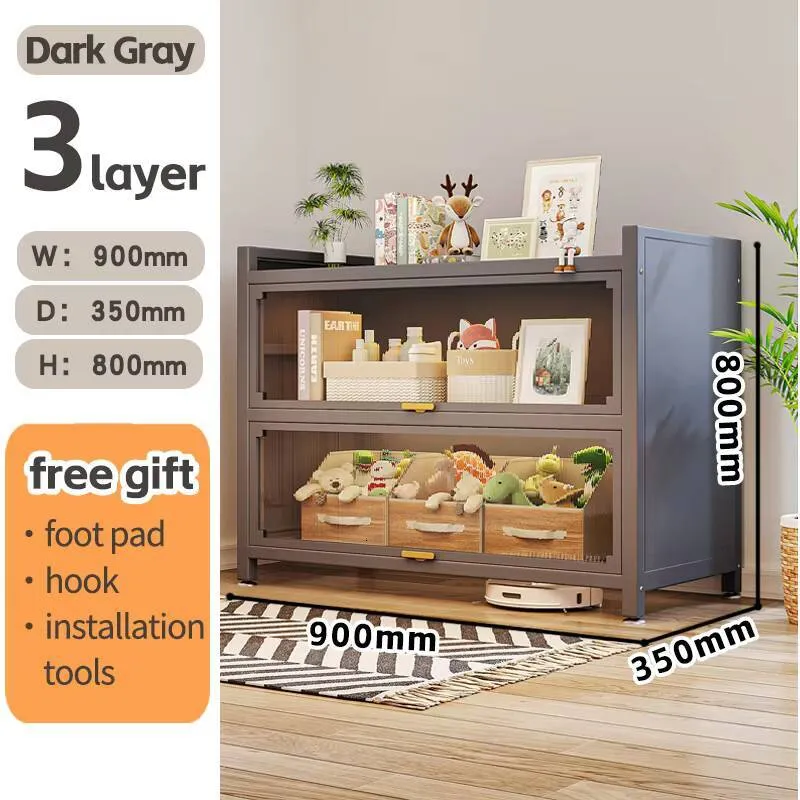 4-Layer Kitchen Storage Cabinet with Flip Door, Metal Cutlery, Steel ...