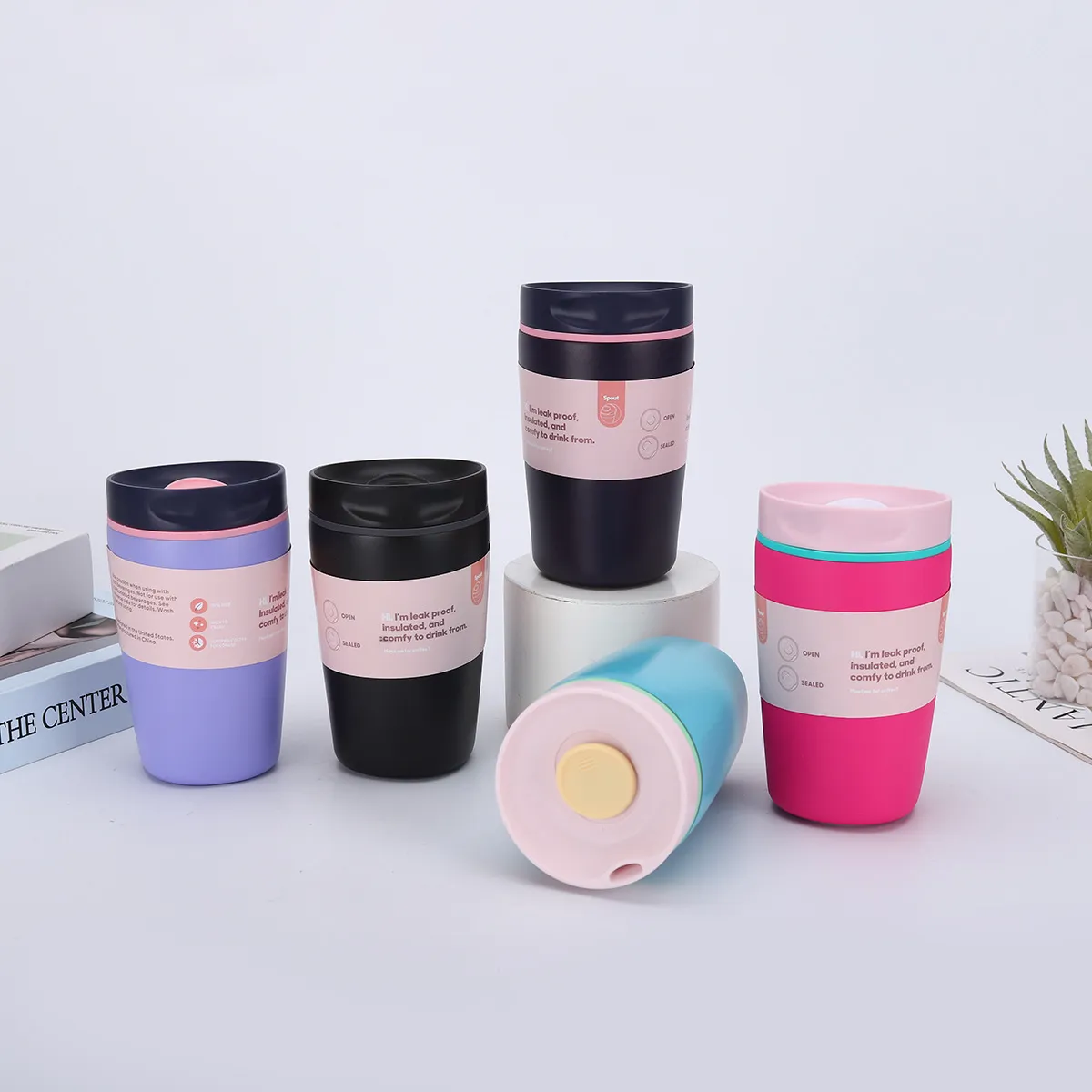 12oz/20oz Slider Insulated Stainless Steel Coffee Tumbler, Reusable ...
