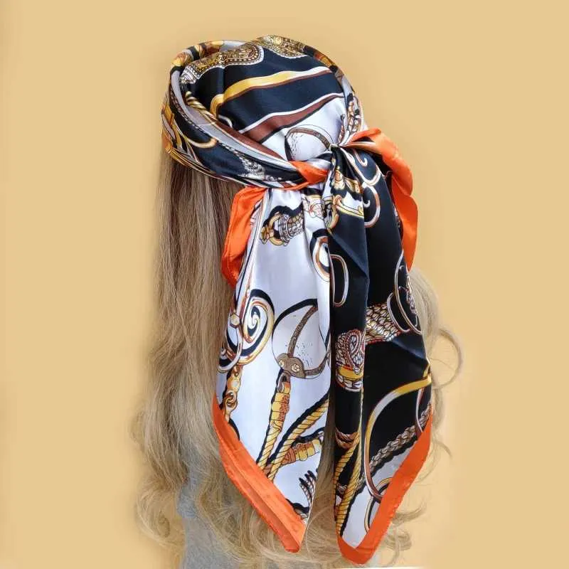 Satin Scarf for Hair, Designer Luxury Brand Kerchief, Neck Silk Head ...