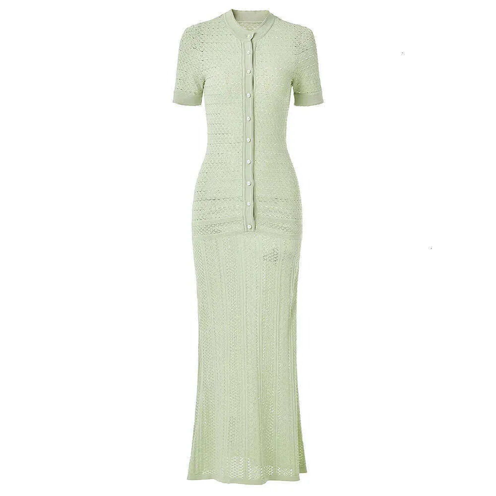 Sandro Summer Light Green Short Sleeved Hollow Waist Knitted Long Skirt ...