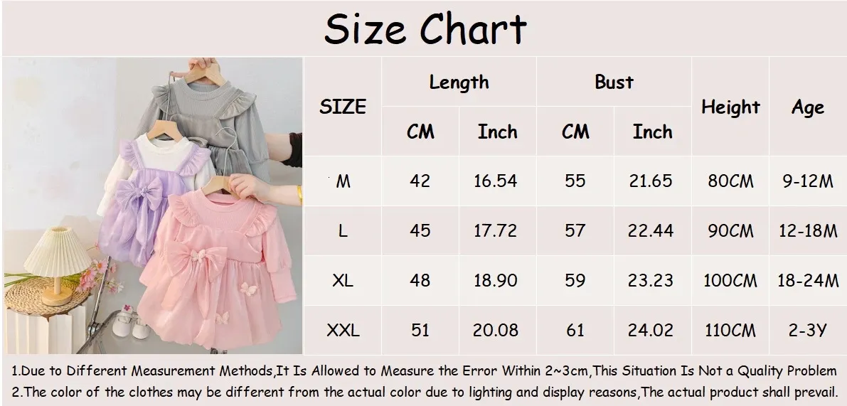 Baby Girl Dress Spring/Fall Bow Tie Tulle Long Sleeve Adorable Princess ...