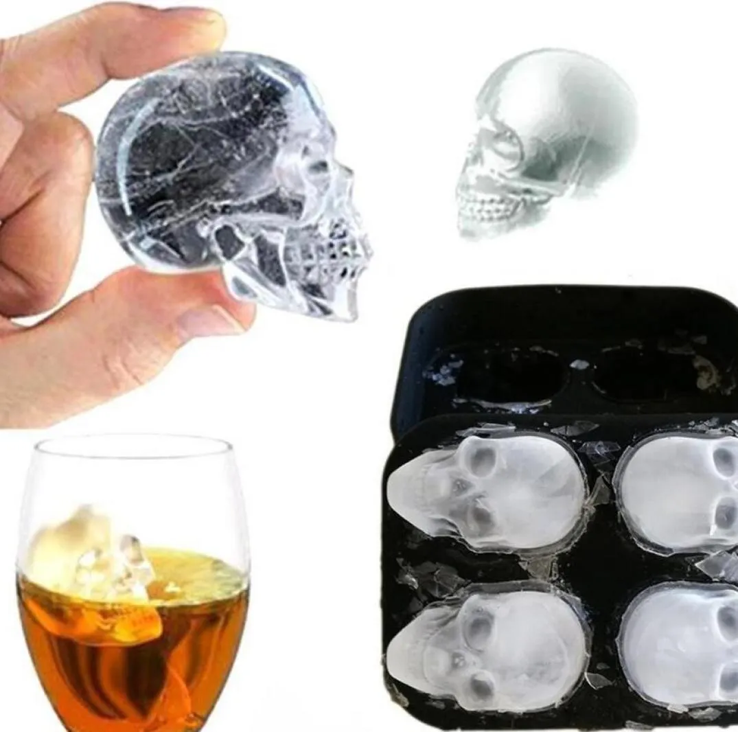 Skull Ice Cube Mold 3D Silicone Ice Tray Whiskey Cocktail Ball Ice Cube ...