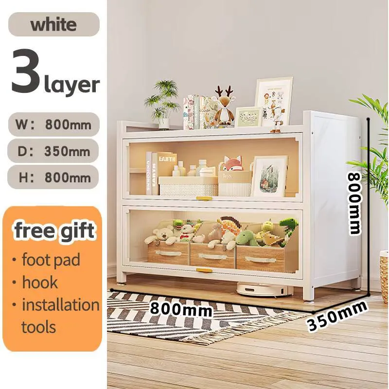 4-Layer Kitchen Storage Cabinet with Flip Door, Metal Cutlery, Steel ...