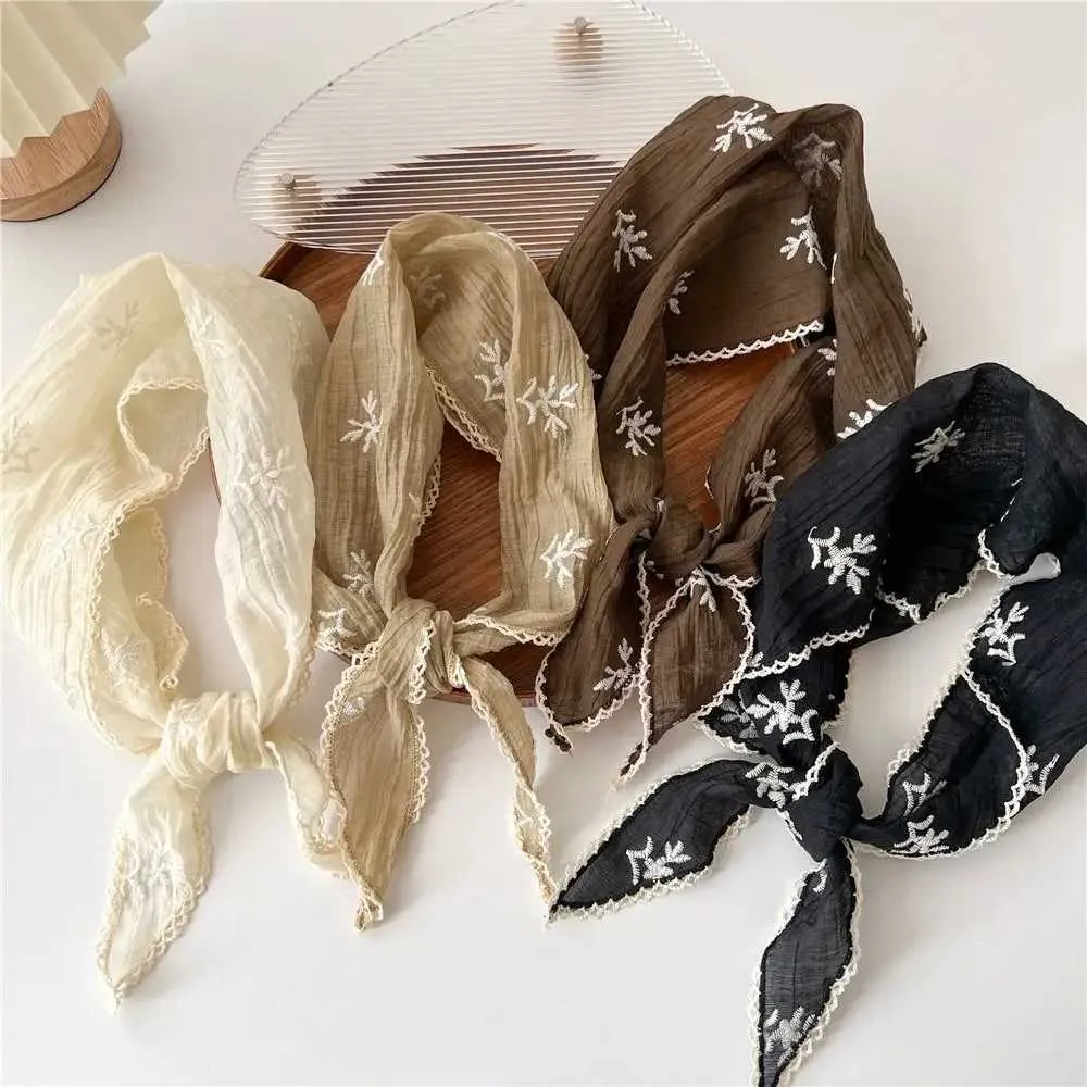 Fashion Pastoral Style Floral Hair Scarf Sweet Cotton Linen Hair Band ...
