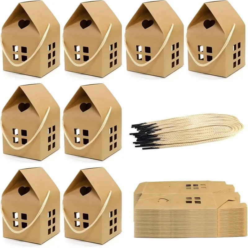 Brown Kraft Paper Party Boxes Foldable House Shaped... From ...