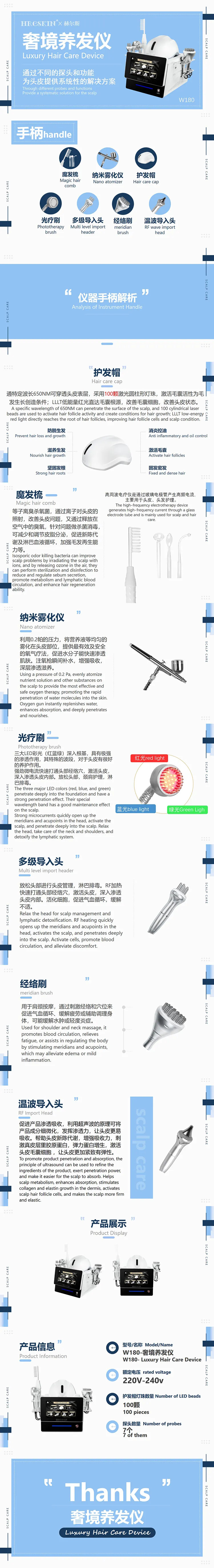 Portable 7-in-1 Oxygen Scalp Care Massager Machine for Hair Spa ...