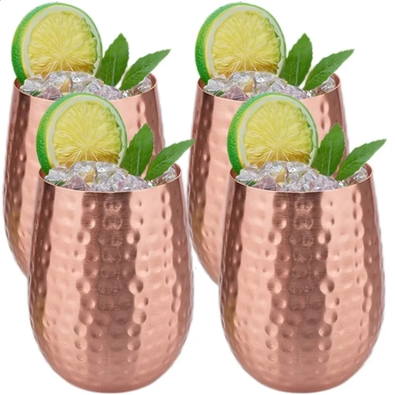 4 Moscow Mule Cups, 100% Pure Copper, 16 oz Cocktail, Beer, Milk, and ...