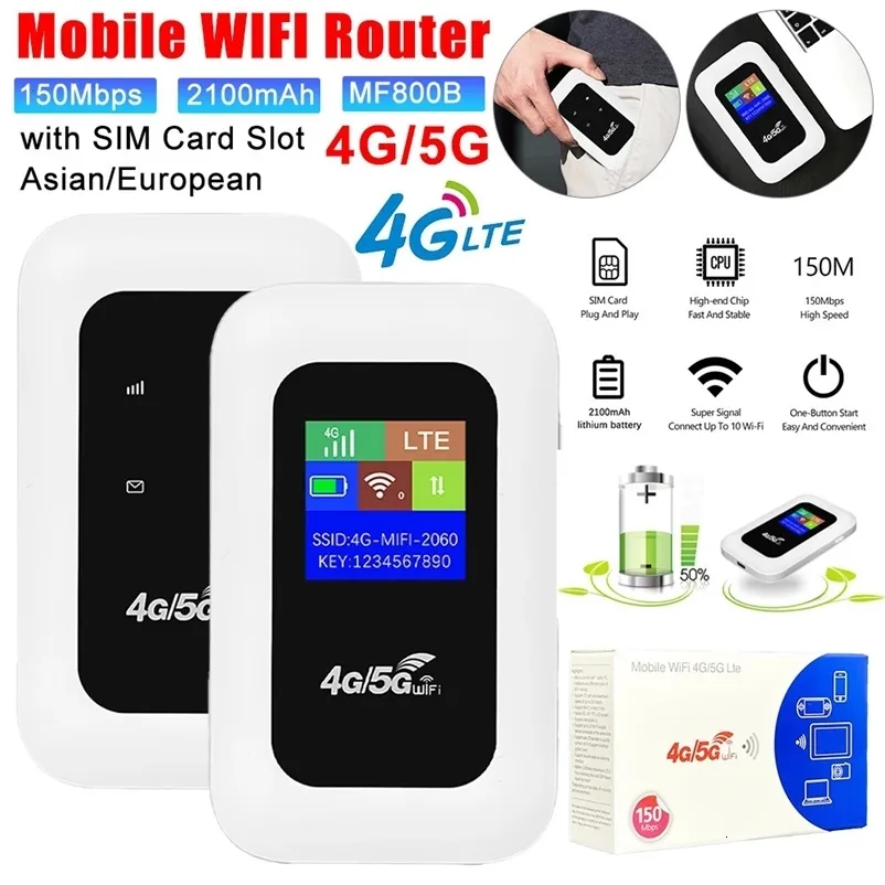 Portable 4G/5G Mobile 4g Wifi Modem With SIM Card Slot, 150Mbps Speed, 2100mAh Battery, And WiFi ...