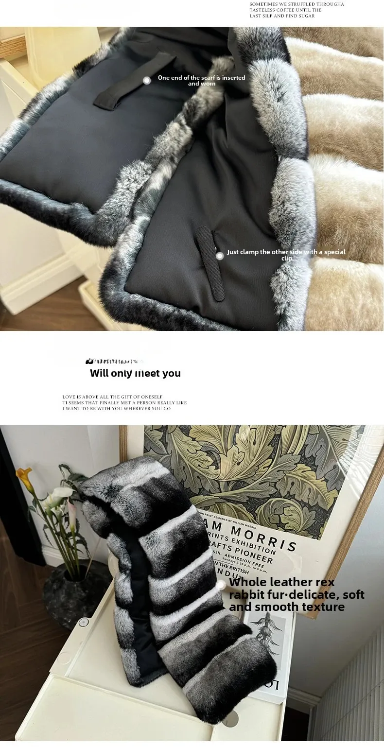 Winter Rex Rabbit Hair Scarf: Casual Versatile Real Plush Warm Fur ...