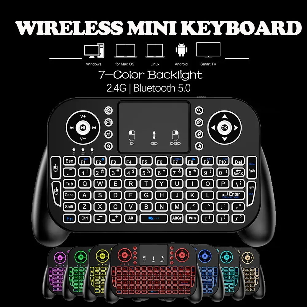 Mini Wireless Keyboards V8 2.4G Bluetooth Backlit Portable Air Mouse ...