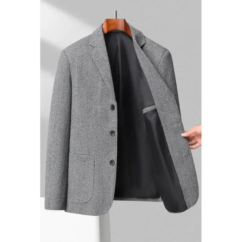 Men's Slim Fit Blazer: Korean Version of British Style, Solid Color ...