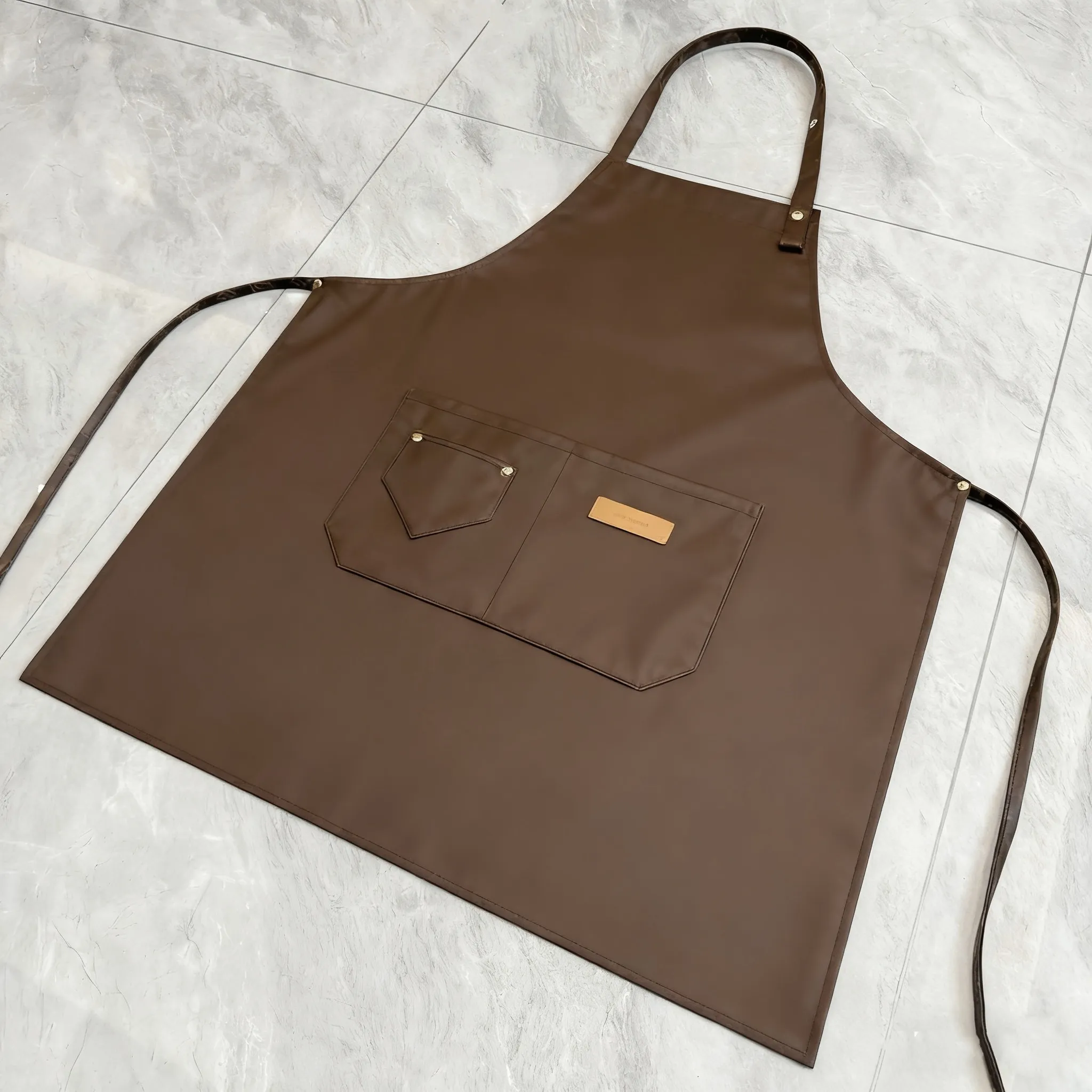 Designer Monogram Oil Proof Kitchen Apron With Tool Pockets Wipe Hands ...