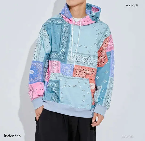 GONTHWID Patchwork Hoodie Mens Embroidered Bandana Full Zip Harajuku ...