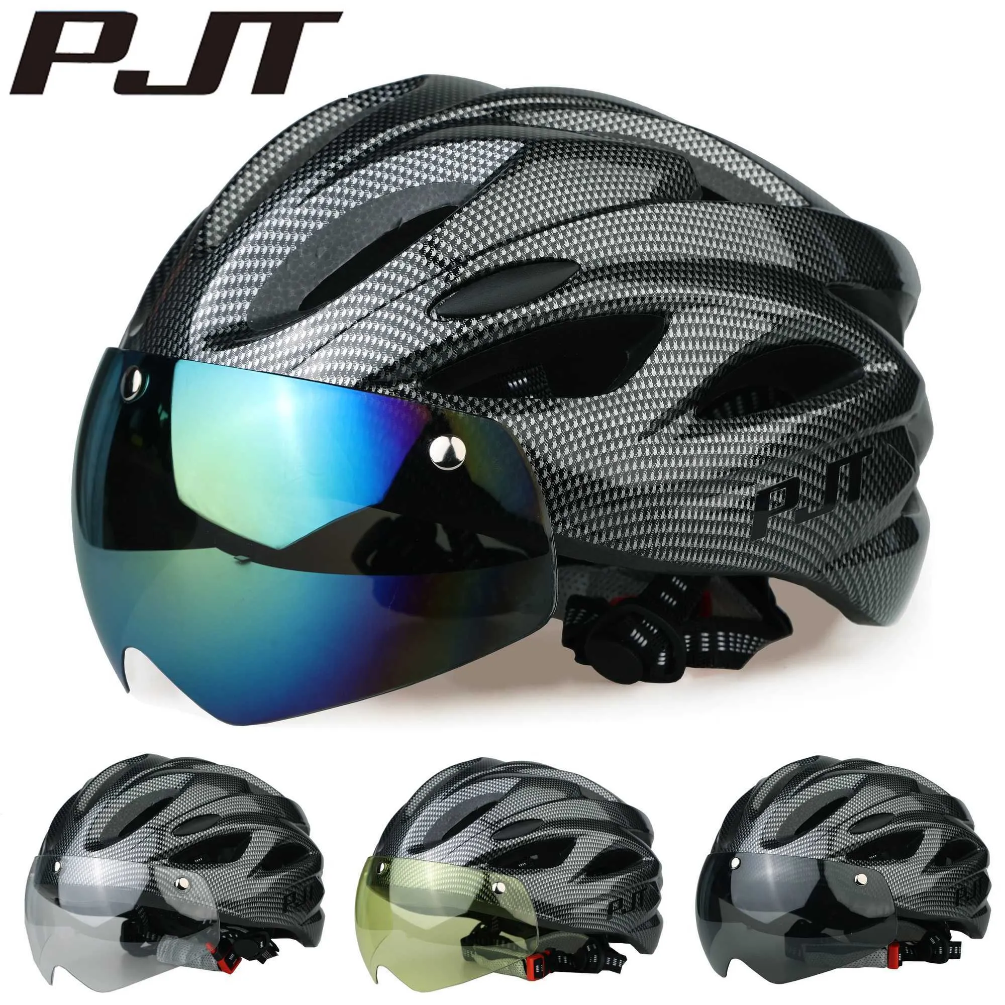 PJT UltraLight Magnetic Goggles Bicycle Helmet - Lightweight PC Shell ...