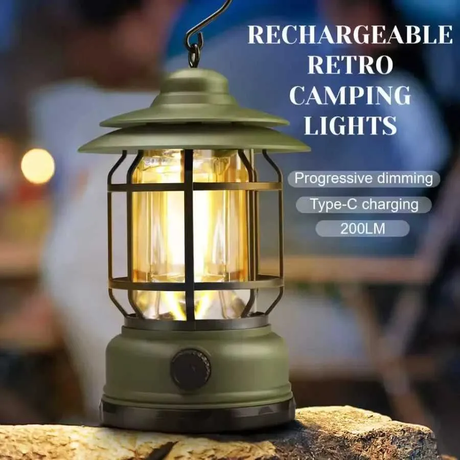 C250928 Outdoor Lighting Portable LED Lantern Rechargeable Retro Horse ...