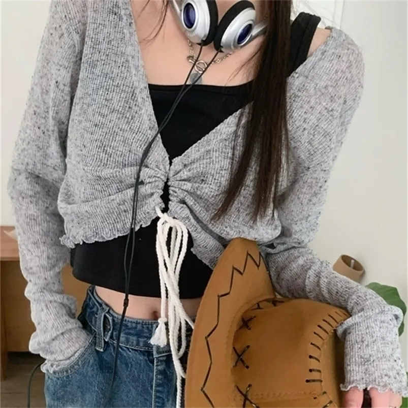 Women's T-Shirt Tonngirls Grunge Aesthetic Lace Up Two Piece Tops Y2k ...