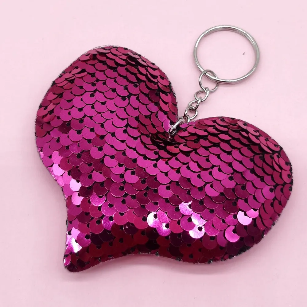 Sequin Heart Keychain Holiday Gift for Women and Kids, Bag Charm ...