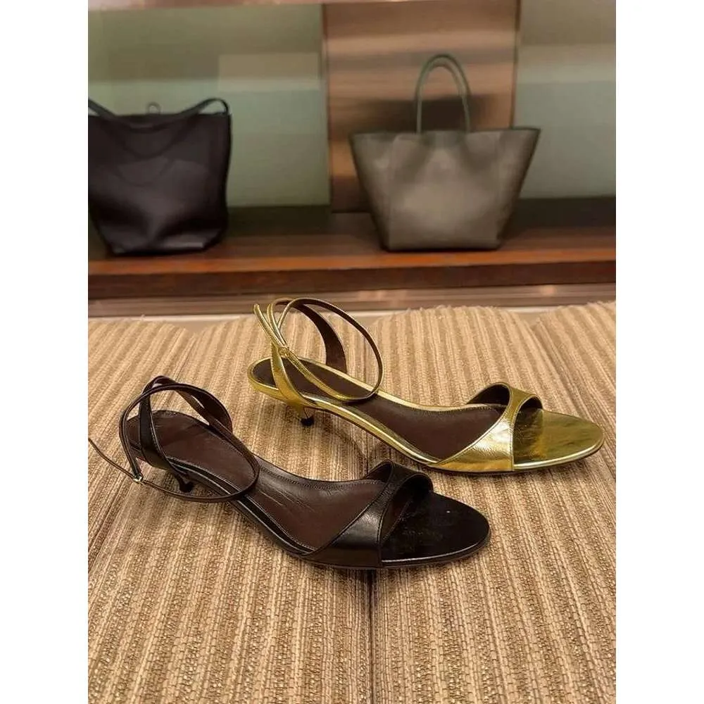 Cowhide French Niche Cat Heel Strap Open Toe Sandals for Women, 2025 ...