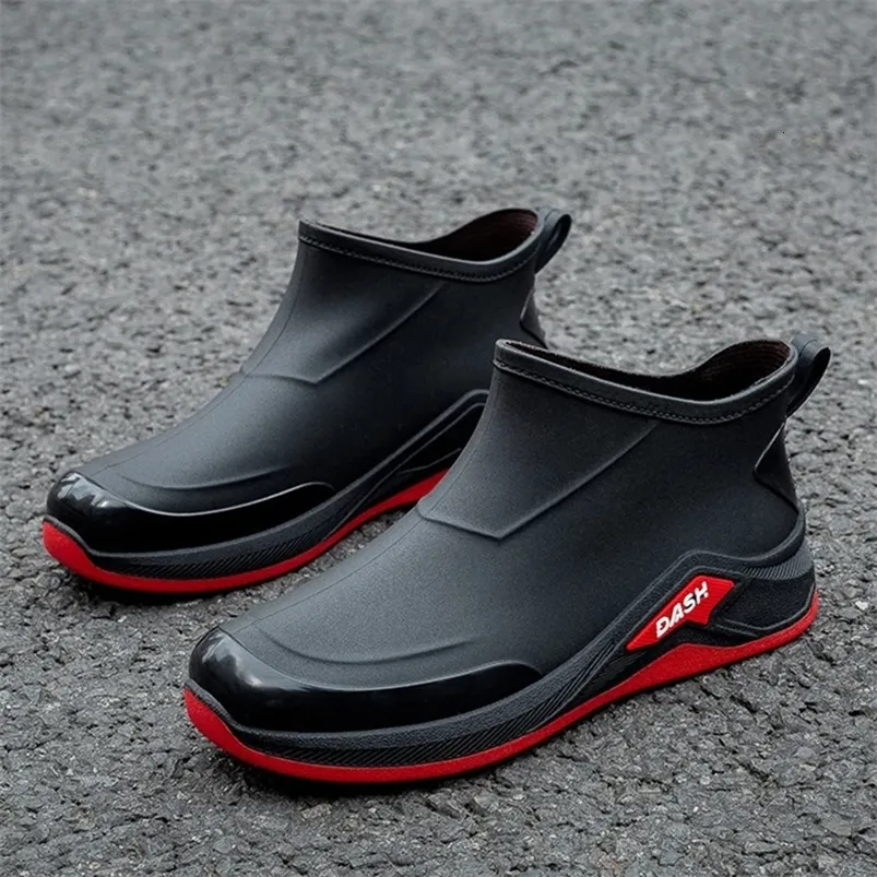 Men's Anti Slip Rain Boots Outdoor Casual Short Tube Work Fishing ...