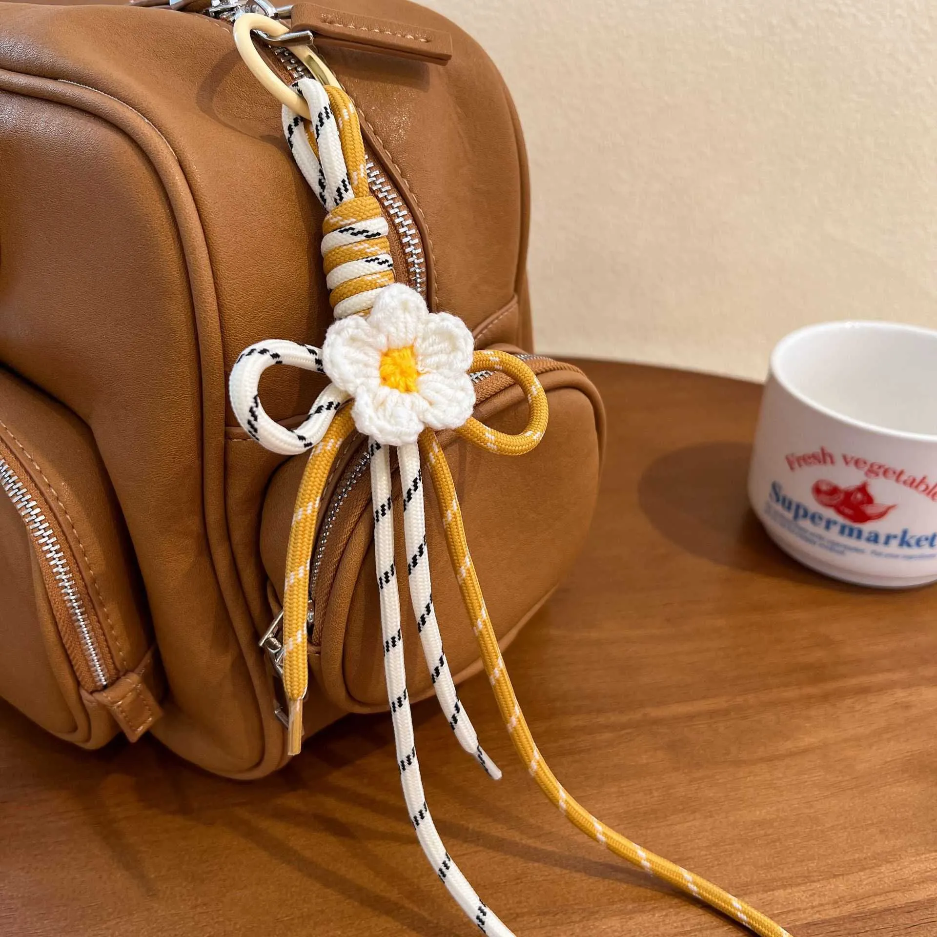 Ethnic Simple Handwoven White Small Bow Keychain Pendant Bag ...
