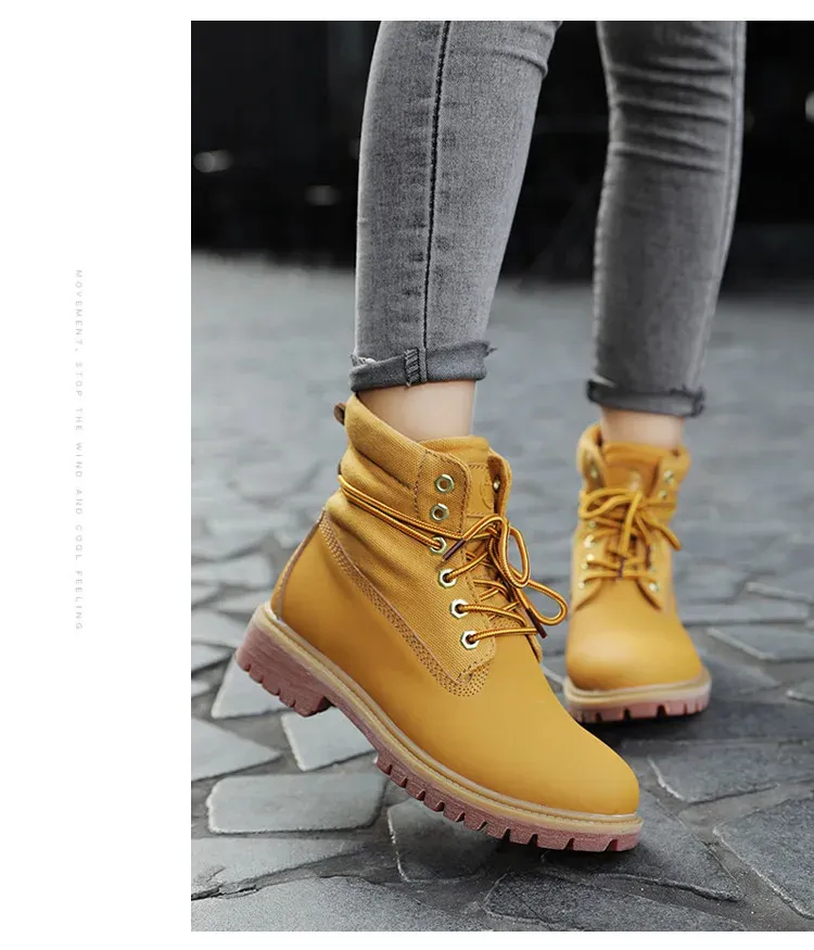 Autumn Winter Yellow Men's Leather Ankle Boots High Quality Warmed Non ...
