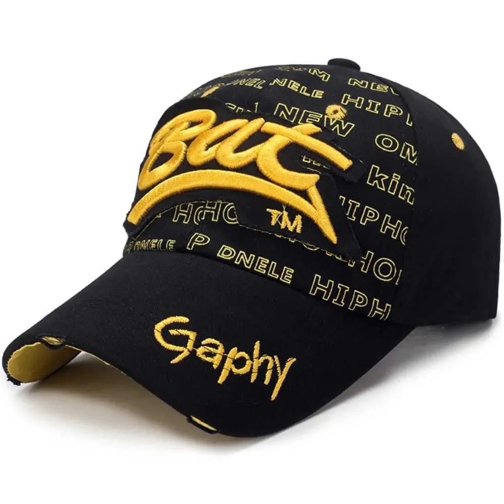 Fashion Baseball Cap with Broken Hole Design, Bat Embroidery, Hiphop ...