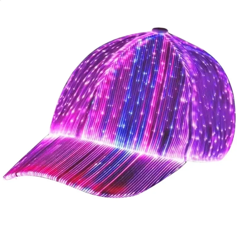 Fiber Optic Couples Flashing Cool Baseball Caps With USB Charging ...