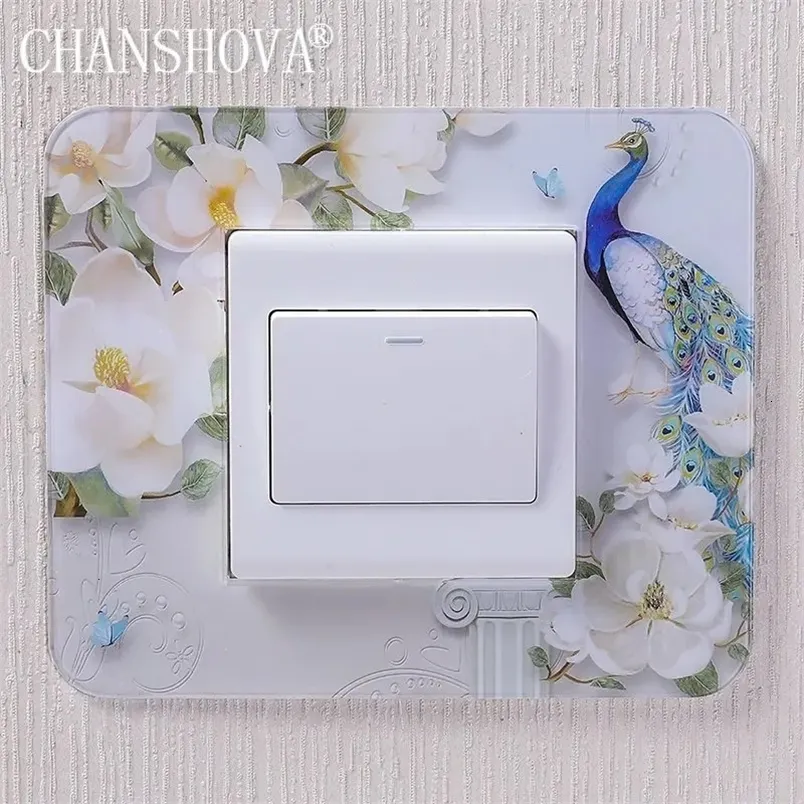 T033 Acrylic Socket Switch Sticker Modern Wall Decor Light Cover Plate ...