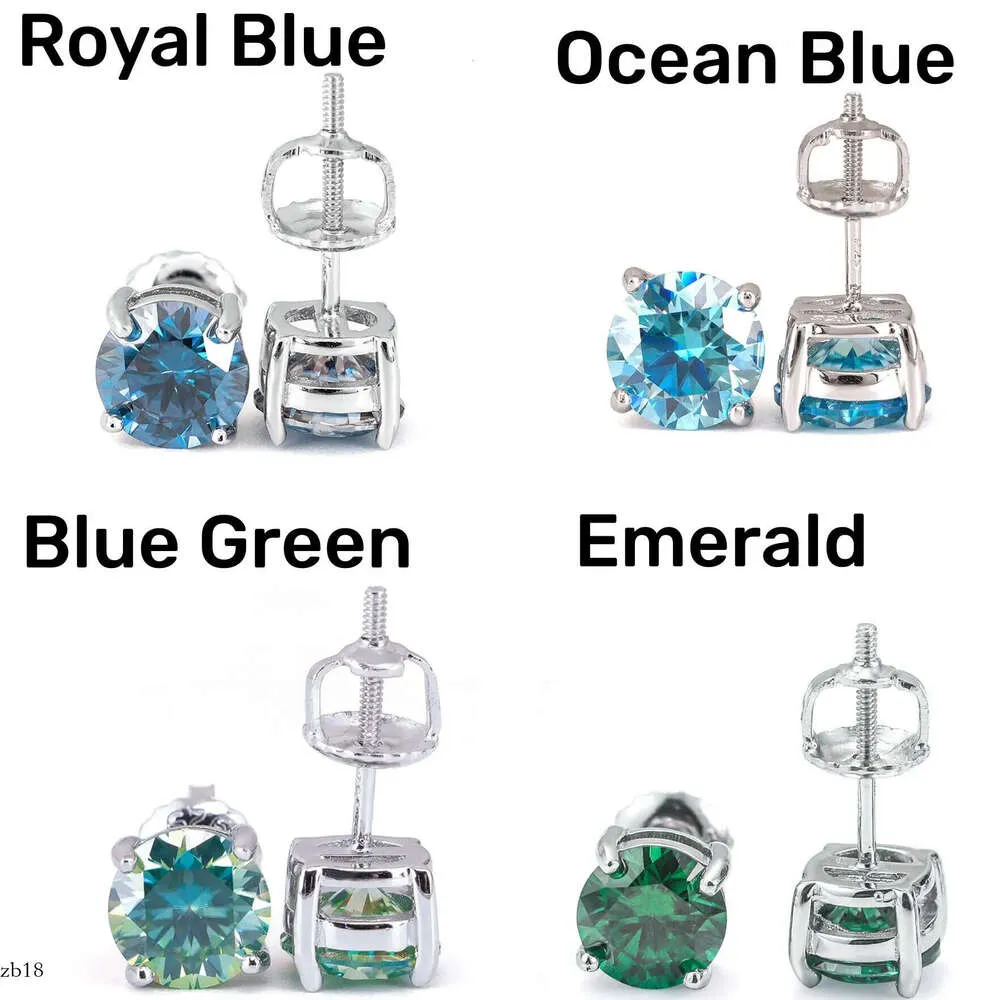 Sterling Silver Earrings 1.0ct VVS Diamond Halo Ear Studs 14K Gold ...