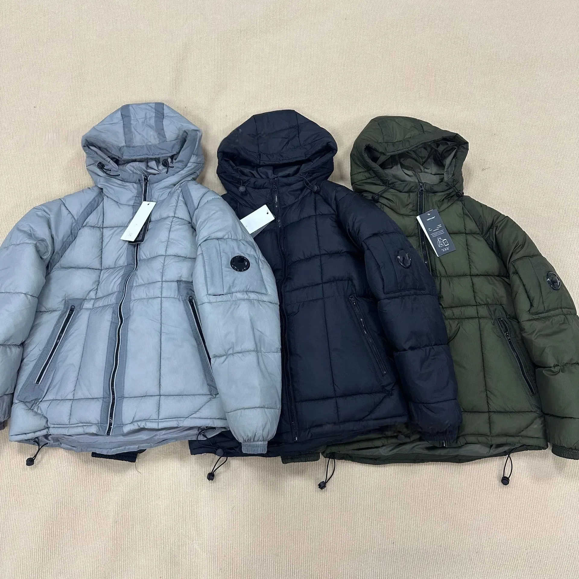 Mens Winter Puffer Coat Hooded Short Down Jacket with Epaulet and ...