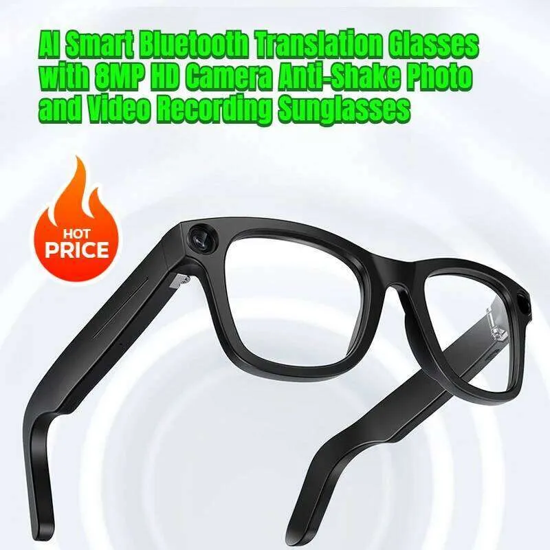AI Smart Bluetooth Translation Glasses with 8MP HD Camera, Anti-Shake ...