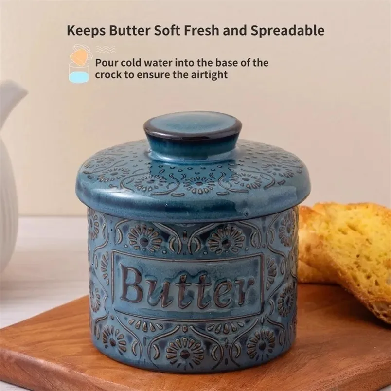 200ml Ceramic Butter Bell Crock French Dish with Lid, Porcelain Cheese ...