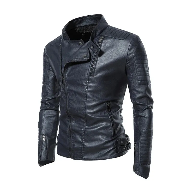 Leather Jacket: Men's Autumn Winter Vintage Motorcycle Lapel Waterproof ...