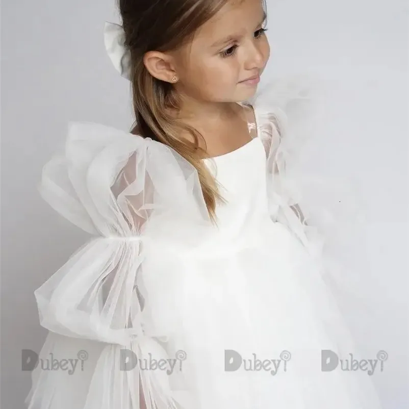 Born Baby Girls White Birthday Dress for Toddlers 3Y Wedding Party Gown ...