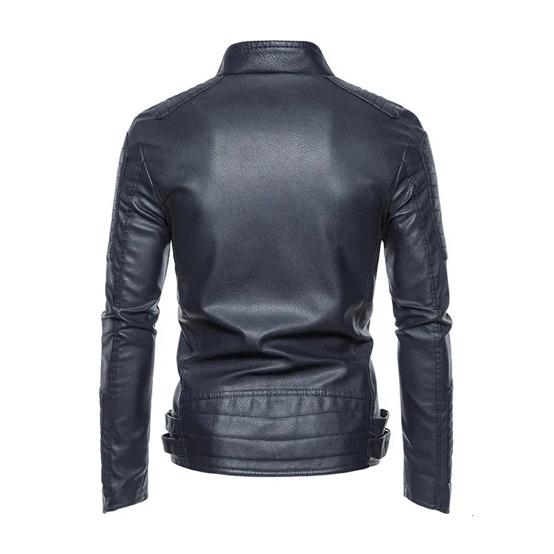 Leather Jacket: Men's Autumn Winter Vintage Motorcycle Lapel Waterproof ...