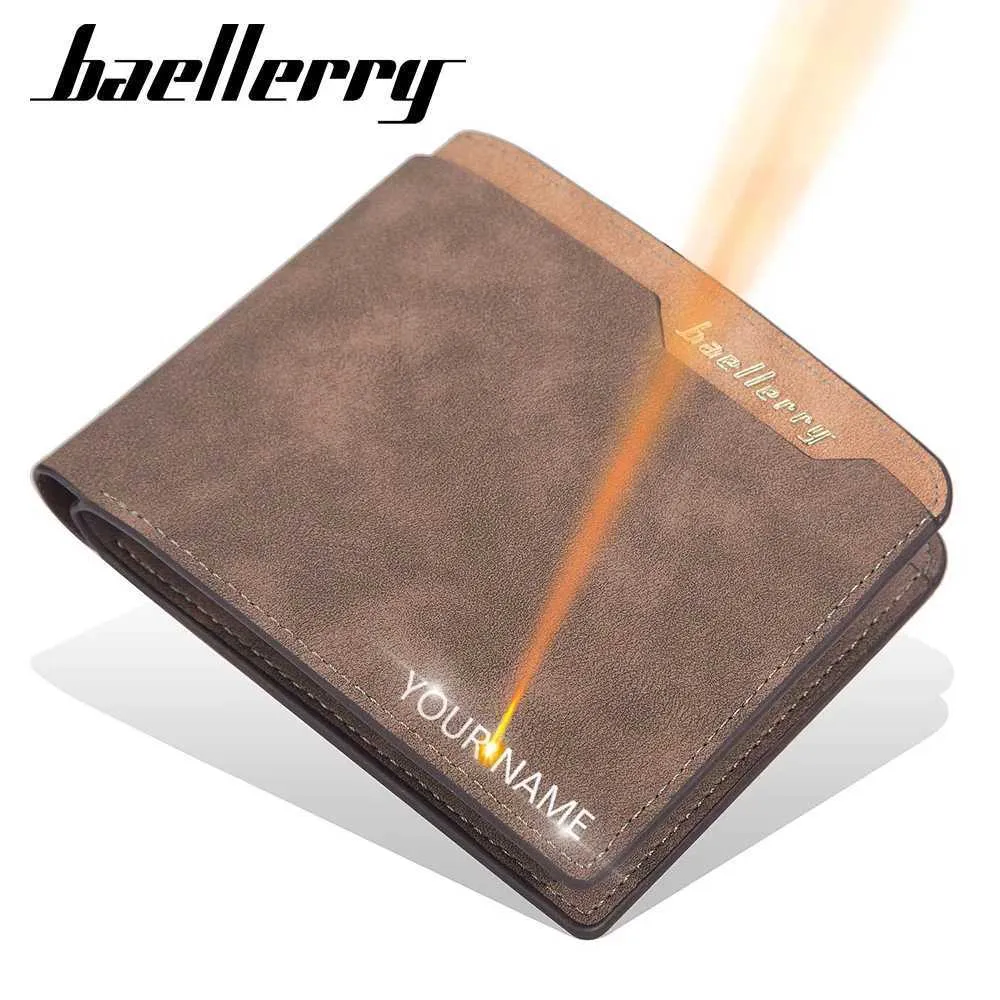 Men's Fashion Wallet with Name Engraving, Short Simple Card Holder ...